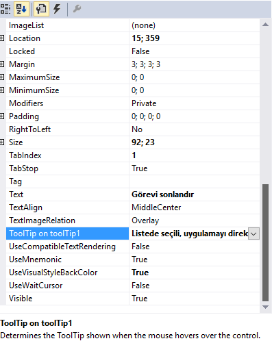 .Net(c#) - ToolTip kullanımı | Semih Çelikol
